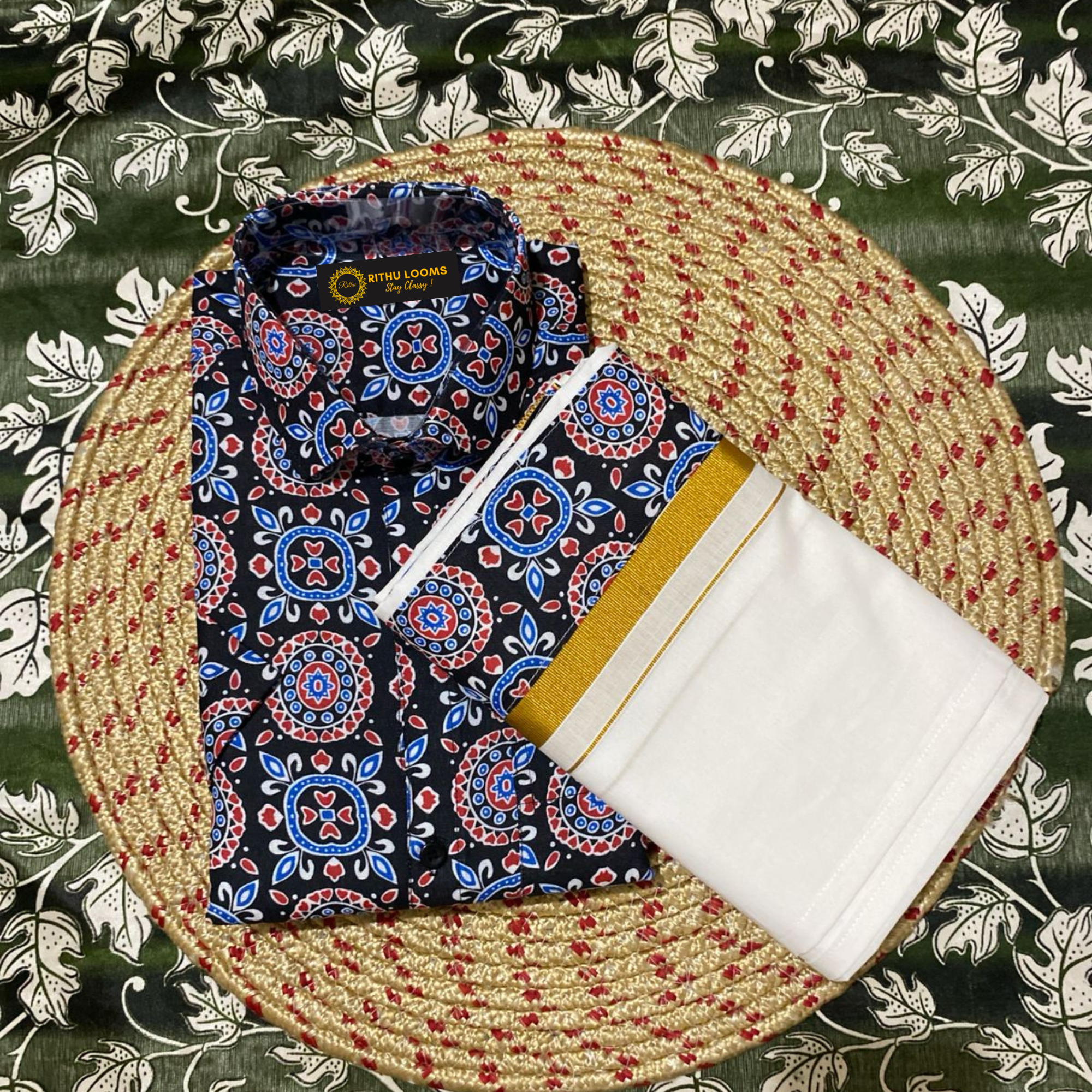 Kerala Mundu and Shirt Online at Rithu Looms